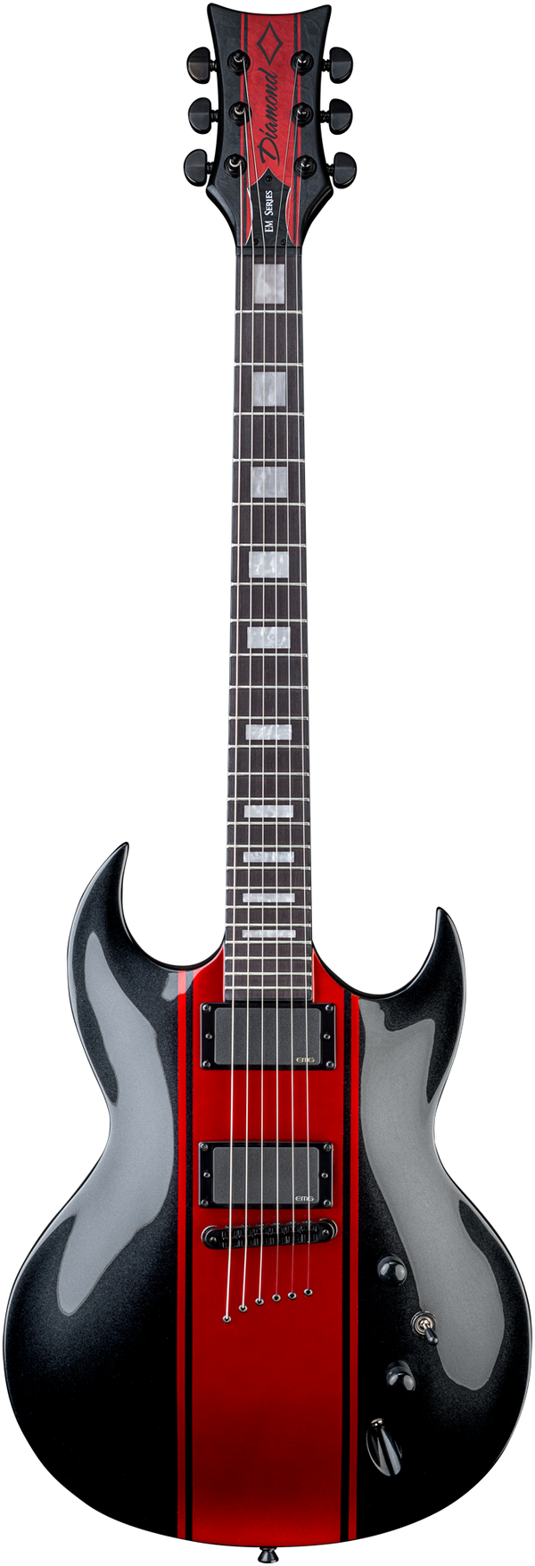 Diamond Guitars Renegade EM Electric Guitar - Black with Red Stripes